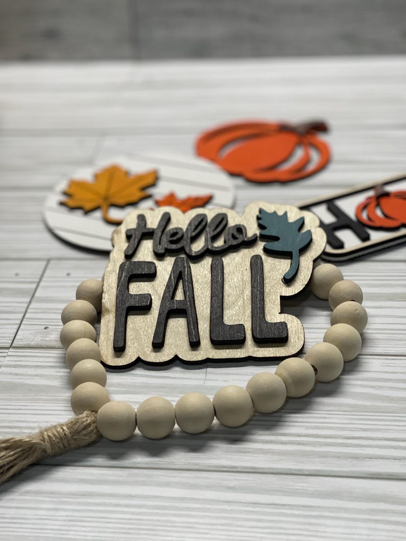 Fall Tier Tray Decor, Hello Fall Sign, Seasonal Tier Tray Decor, Fall ...