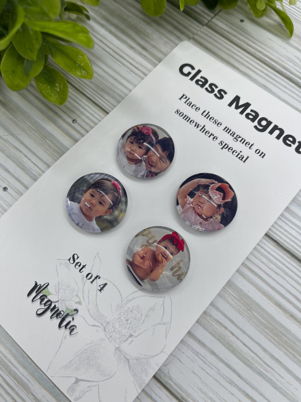 Custom Glass Photo Magnets: Family Photo Gift, Set of 4 - Etsy