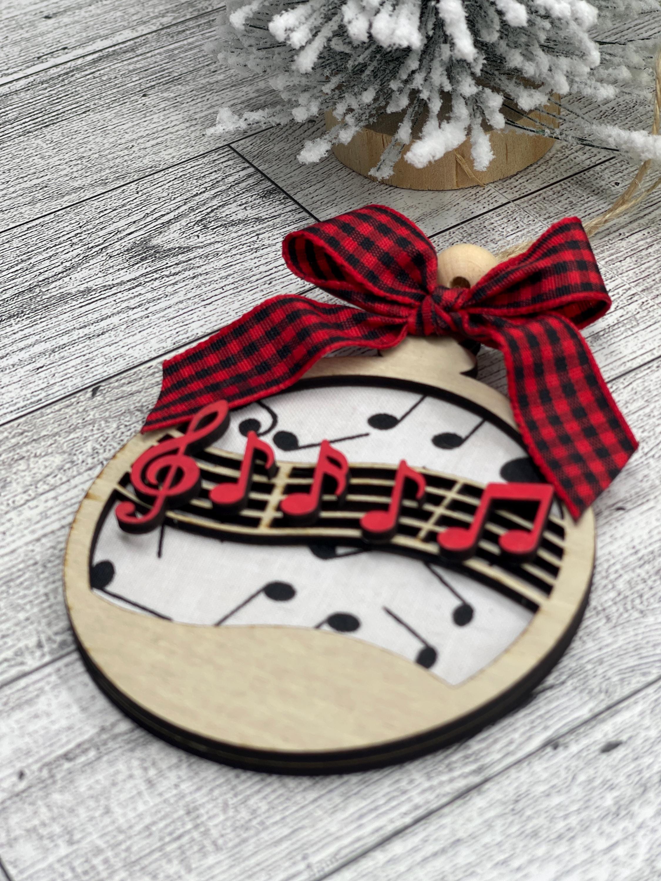 Custom Engraved Wood Christmas Ornament: Sheet Music Notes, Vintage ...