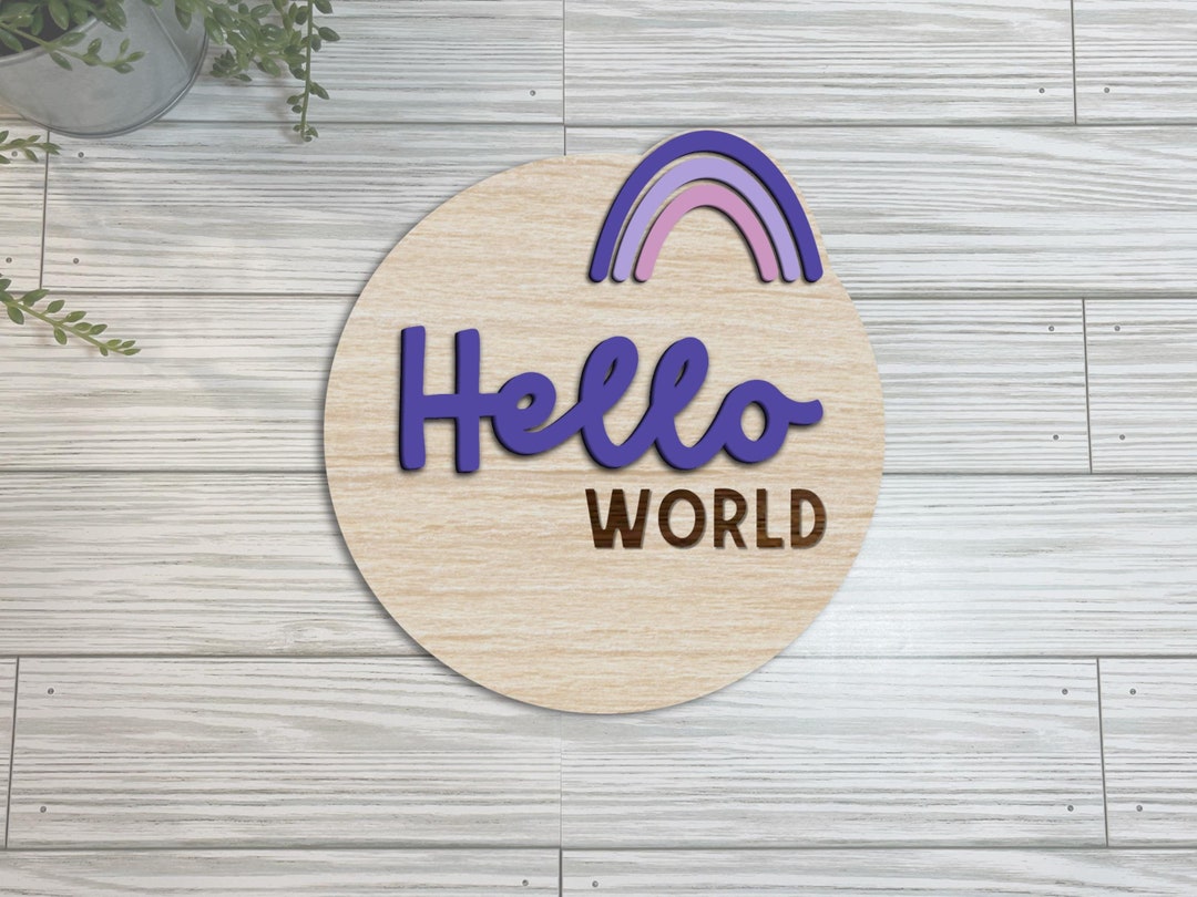 Baby Birth Stats "hello World" Wooden Round, Nursery Sign, Baby Shower ...
