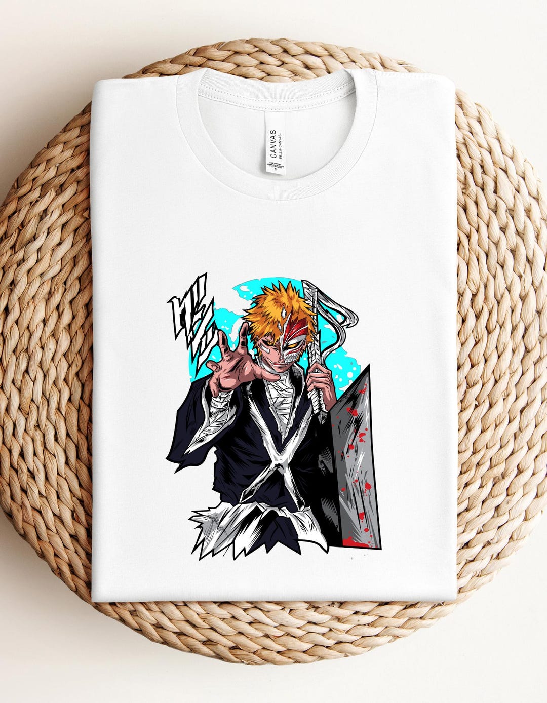 Bleach Anime T-shirt Ichigo Kurosaki Hollow Mask Fan Apparel Manga ...
