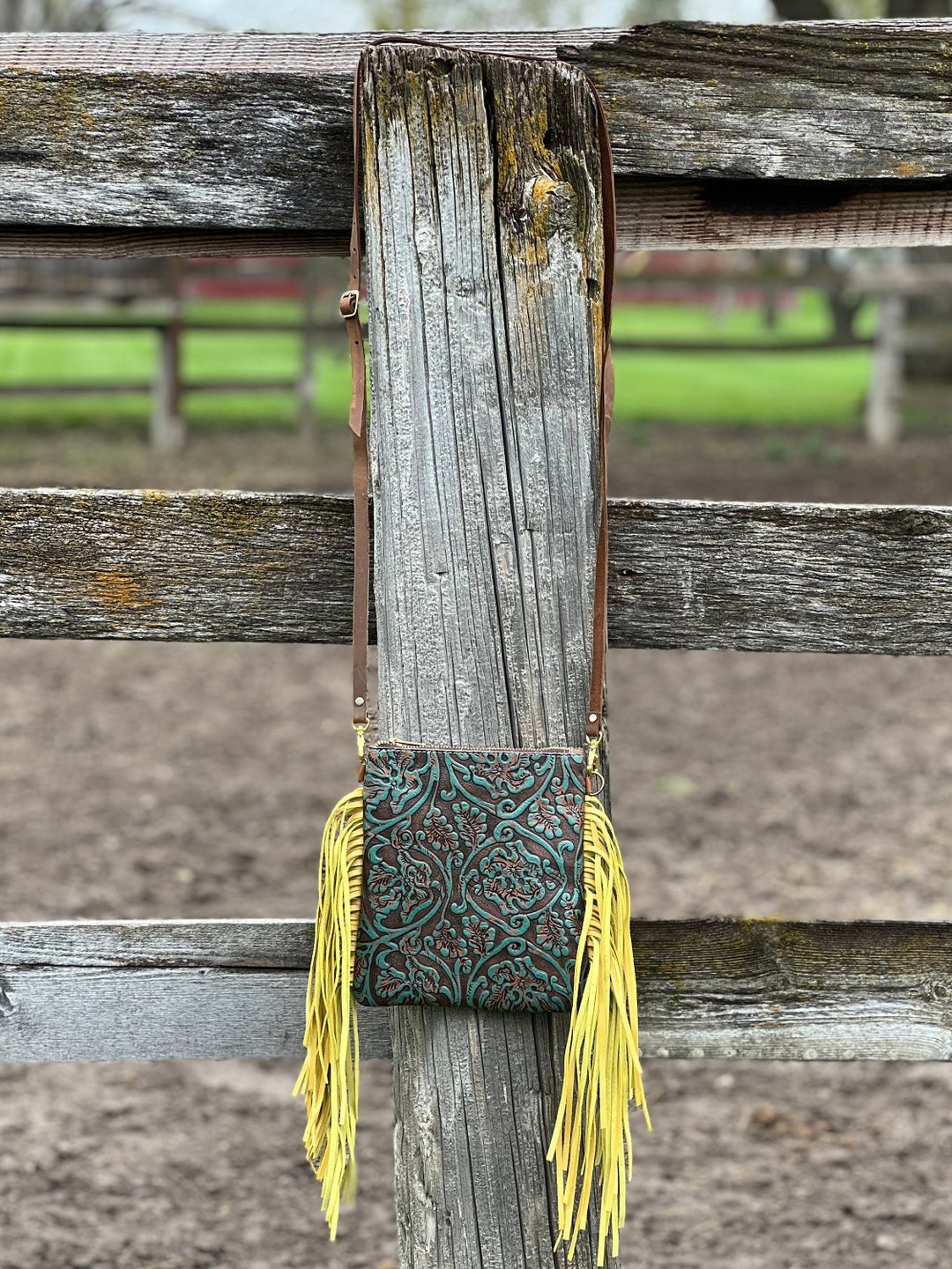 Anna Dark Lagoon Cowboy Floral Fringe Purse - Etsy