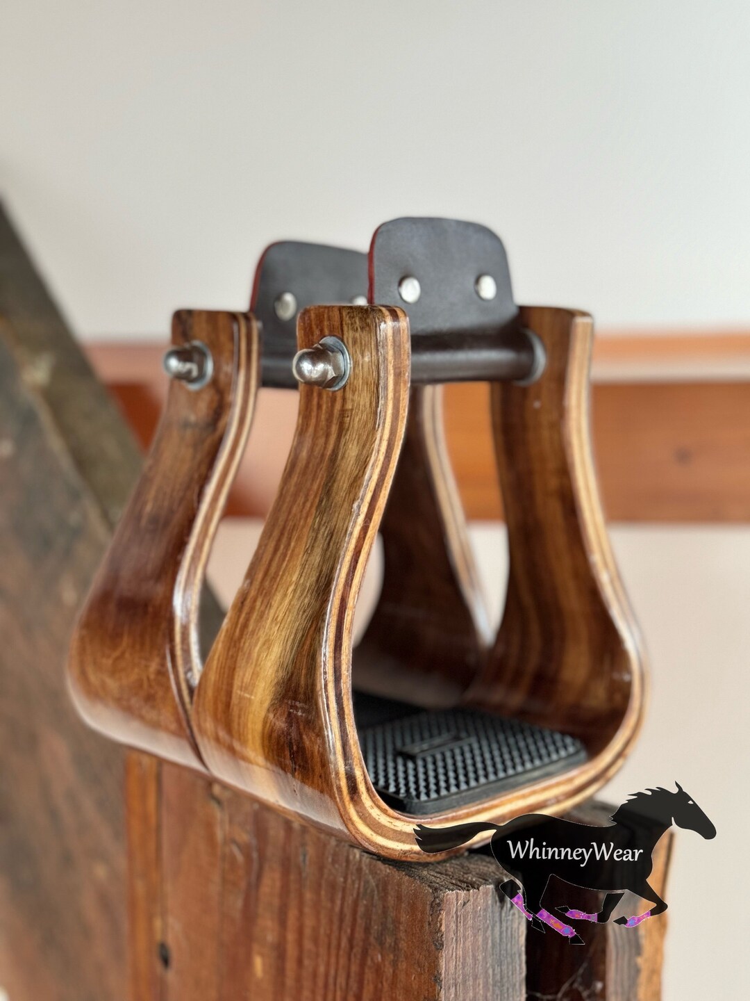 3 Wooden Stirrups With Rubber Tread - Etsy