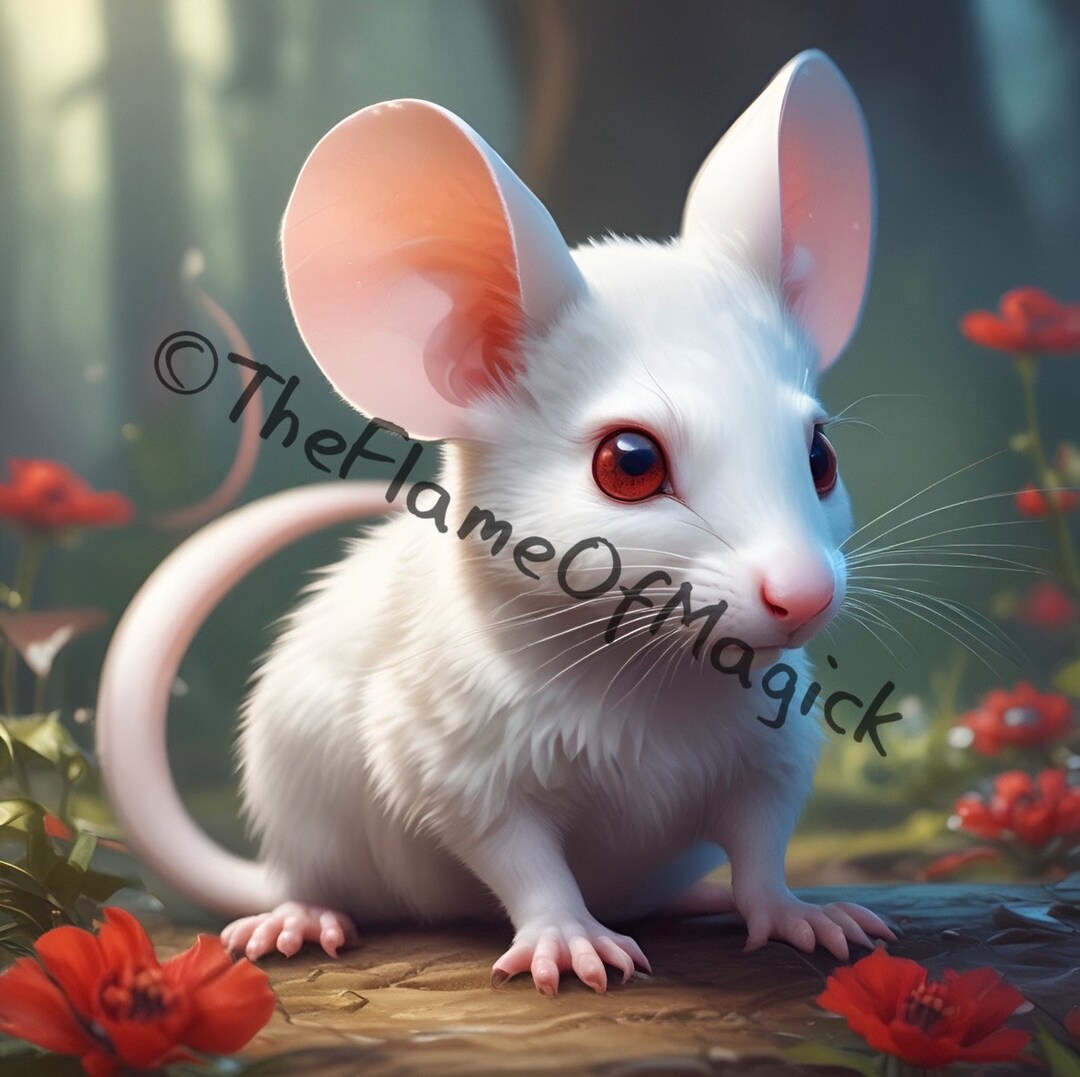 Infernal White Mouse Familiar - Fire Elemental Spirit Companion - Etsy