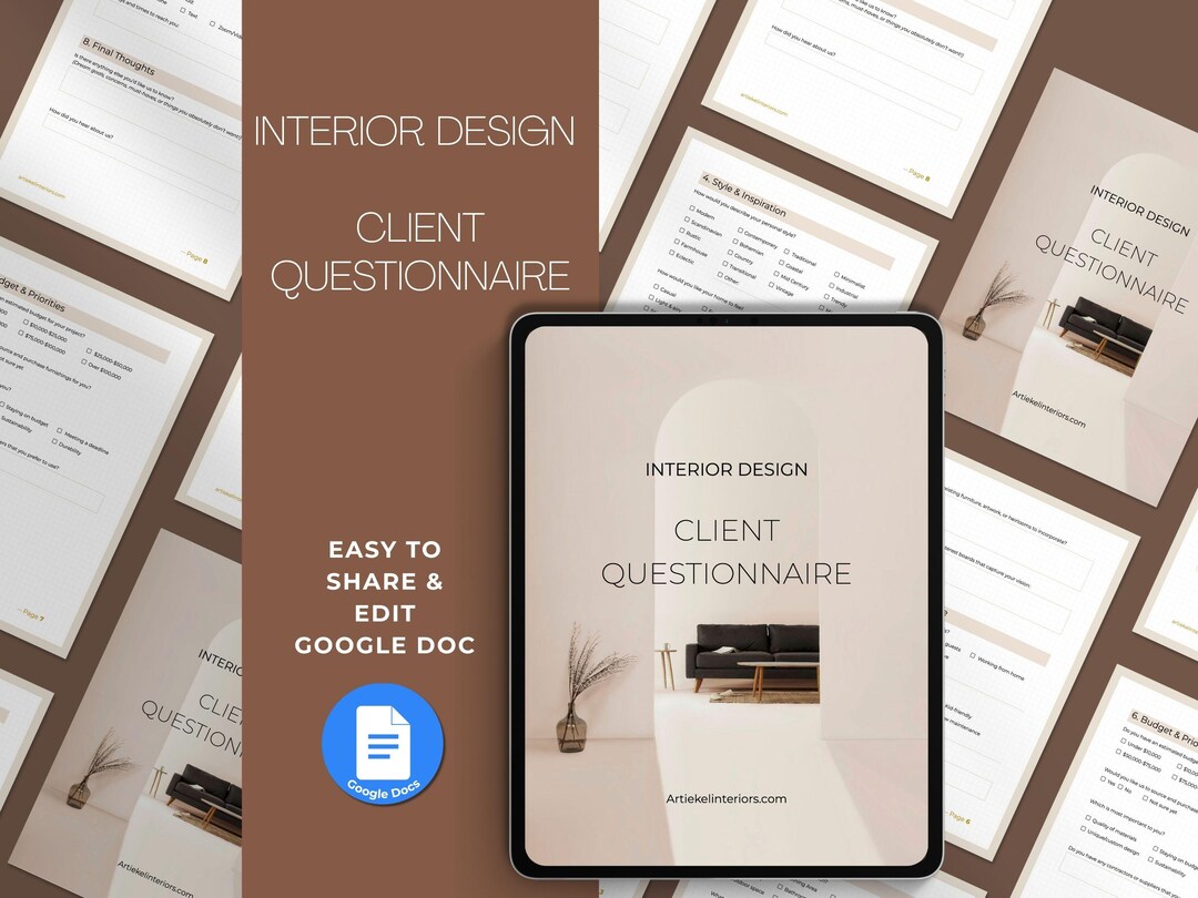 Interior Design Client Questionnaire | Editable Google Doc Template ...