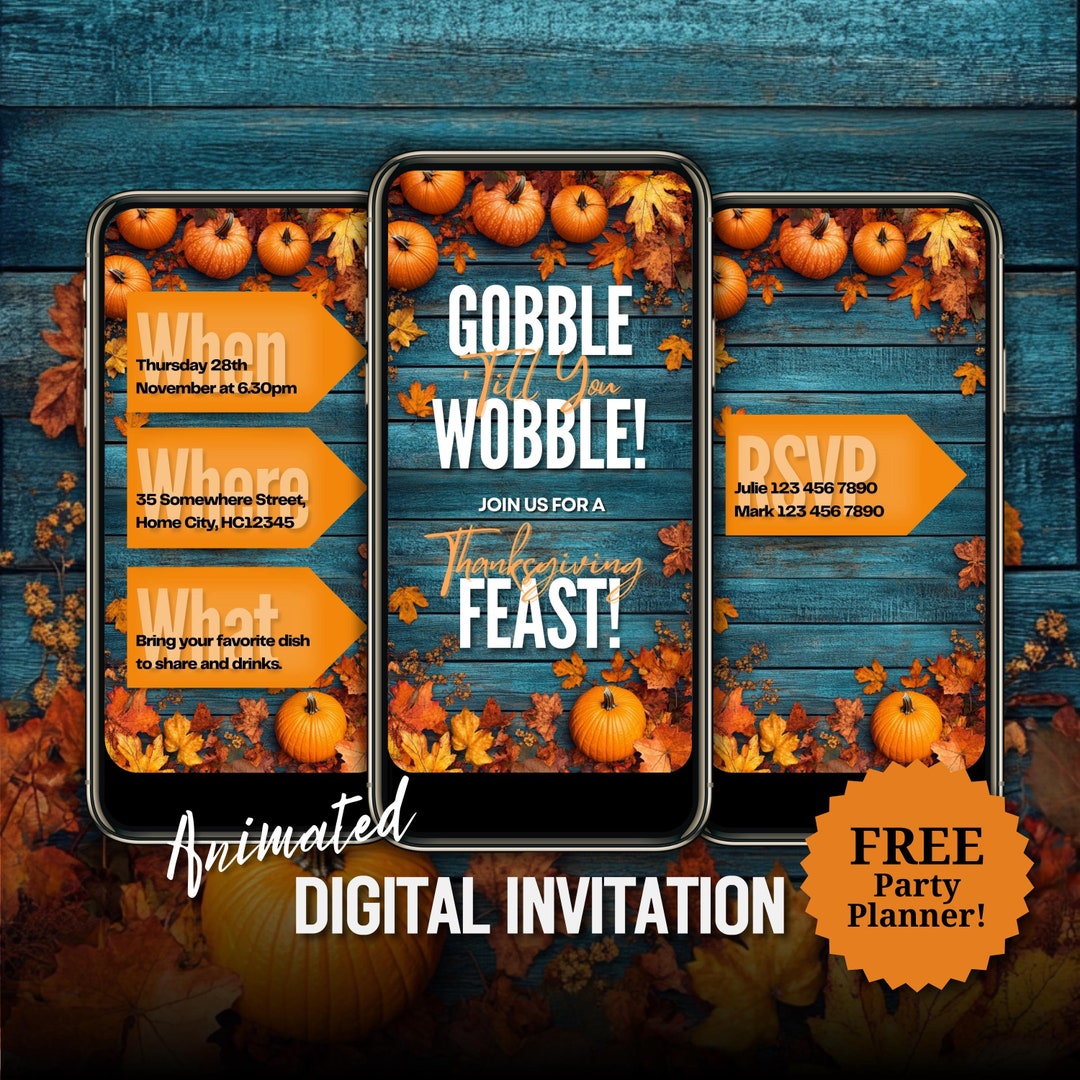 Thanksgiving Electronic Invite Template. Canva Editable Animated Video ...