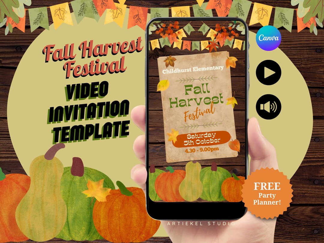 Fall Harvest Festival Template. Canva Editable Animated Video ...