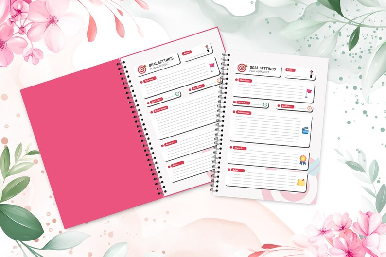 Basic Goal Setting Worksheet Planner White Brown Red Organizer ...