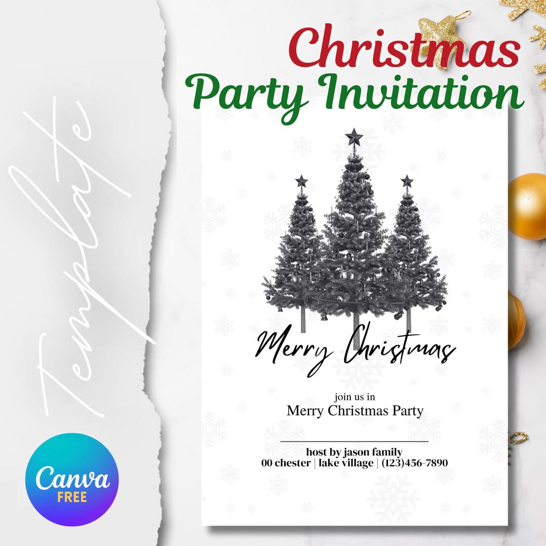 Christmas Party Invitation, Holiday Party Invite, Printable Christmas ...