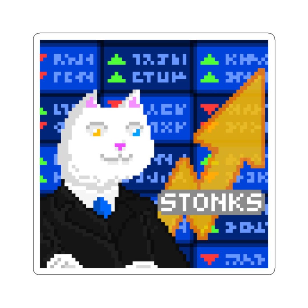 Stonks cat Meme L Scrapbook , Cute Cat Sticker , Funny Meme , for ...