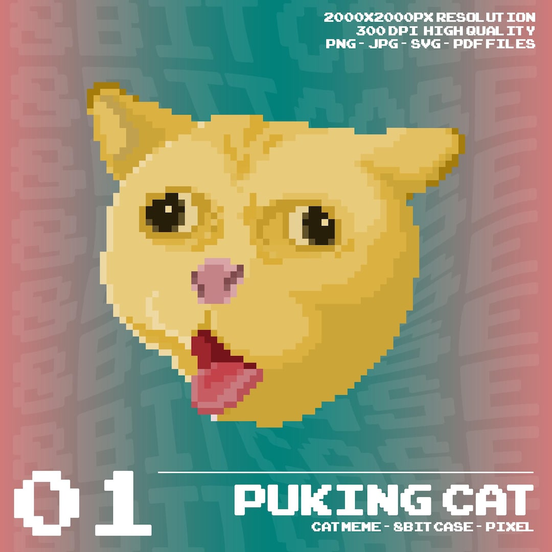 Cat Puke, Puking Cat cat Meme L Pixel Meme, Pixel Cat, Pixel Art ...