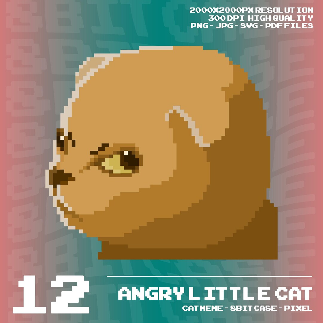 Angry Little Cat cat Meme L Pixel Meme, Pixel Cat, Pixel Art, Digital ...