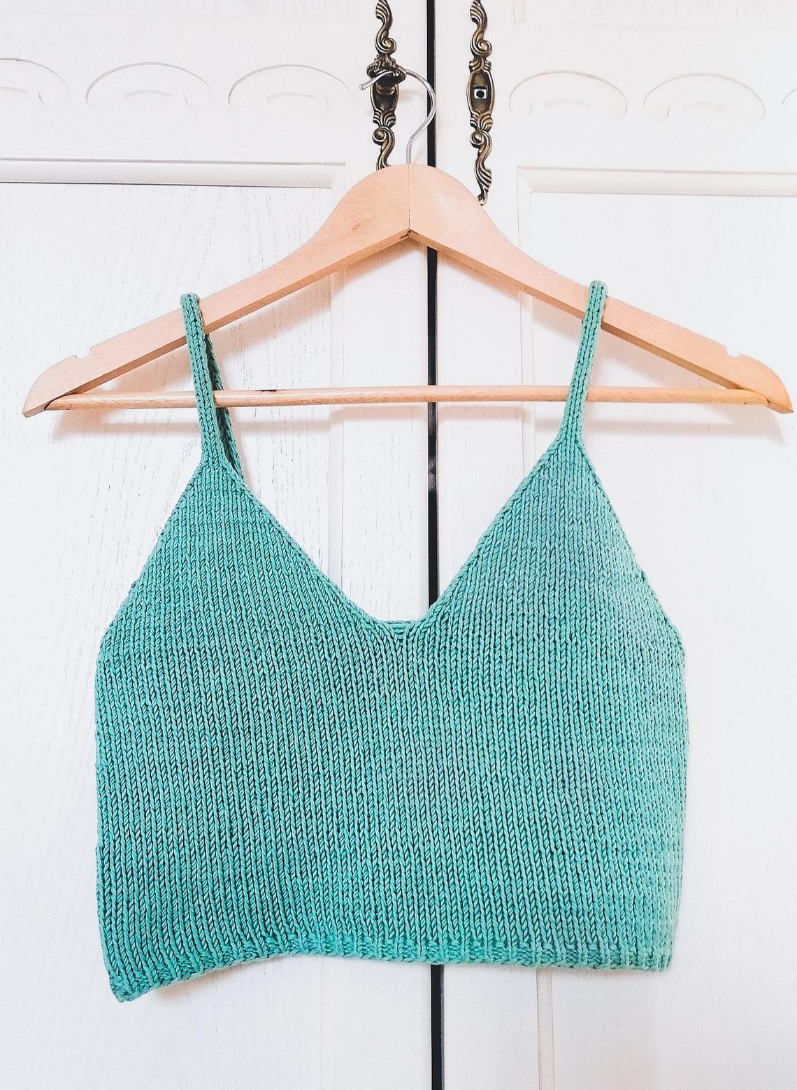 Knitted Cotton Crop Top Pattern: V-neck Bralette DIY (PDF Pattern) - Etsy