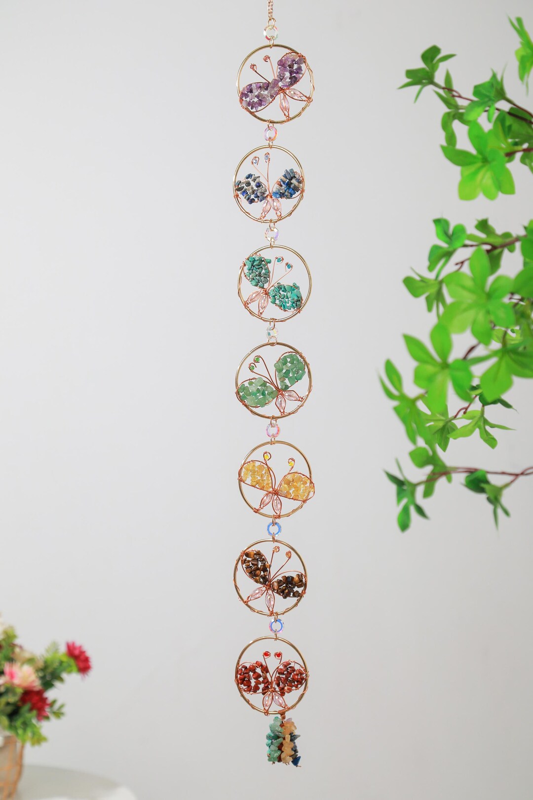 7 Chakra Butterfly Suncatcher, Crystal Sun Catcher for Window Hanging ...