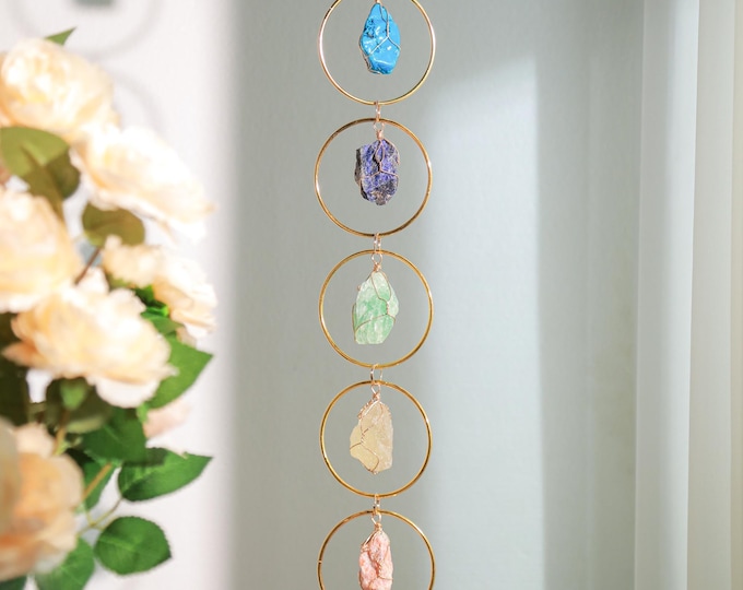7 Chakra Crystal Hanging, Healing Crystal Wall Hanging, Raw Chakra ...
