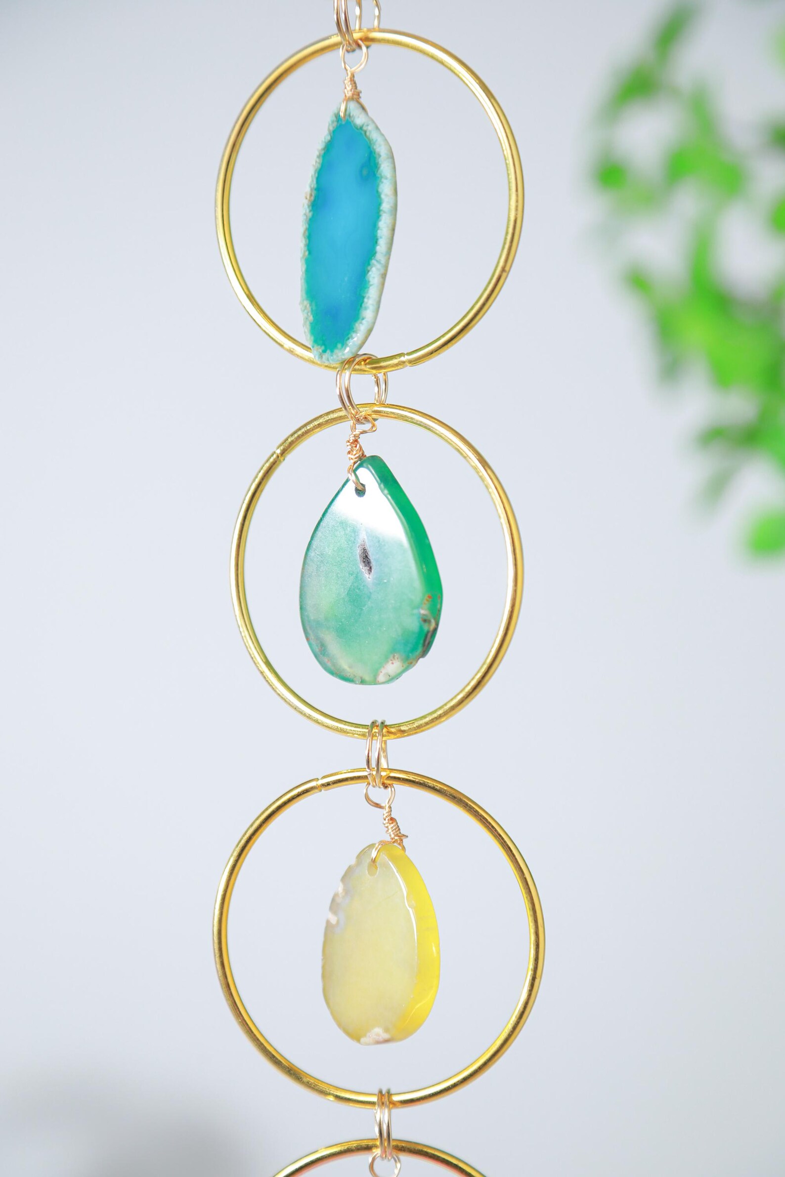 7 Chakra Agate Hanging, Boho Chakra Sun Catcher, Healing Crystal ...