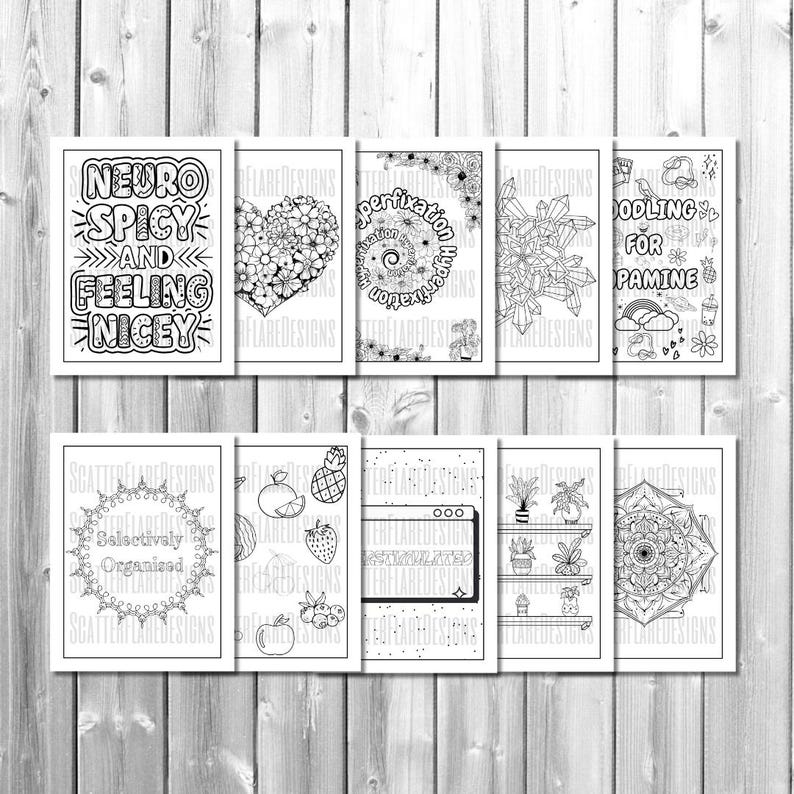 ADHD Neurodivergent Printable Colouring Book Digital Download Funny ...