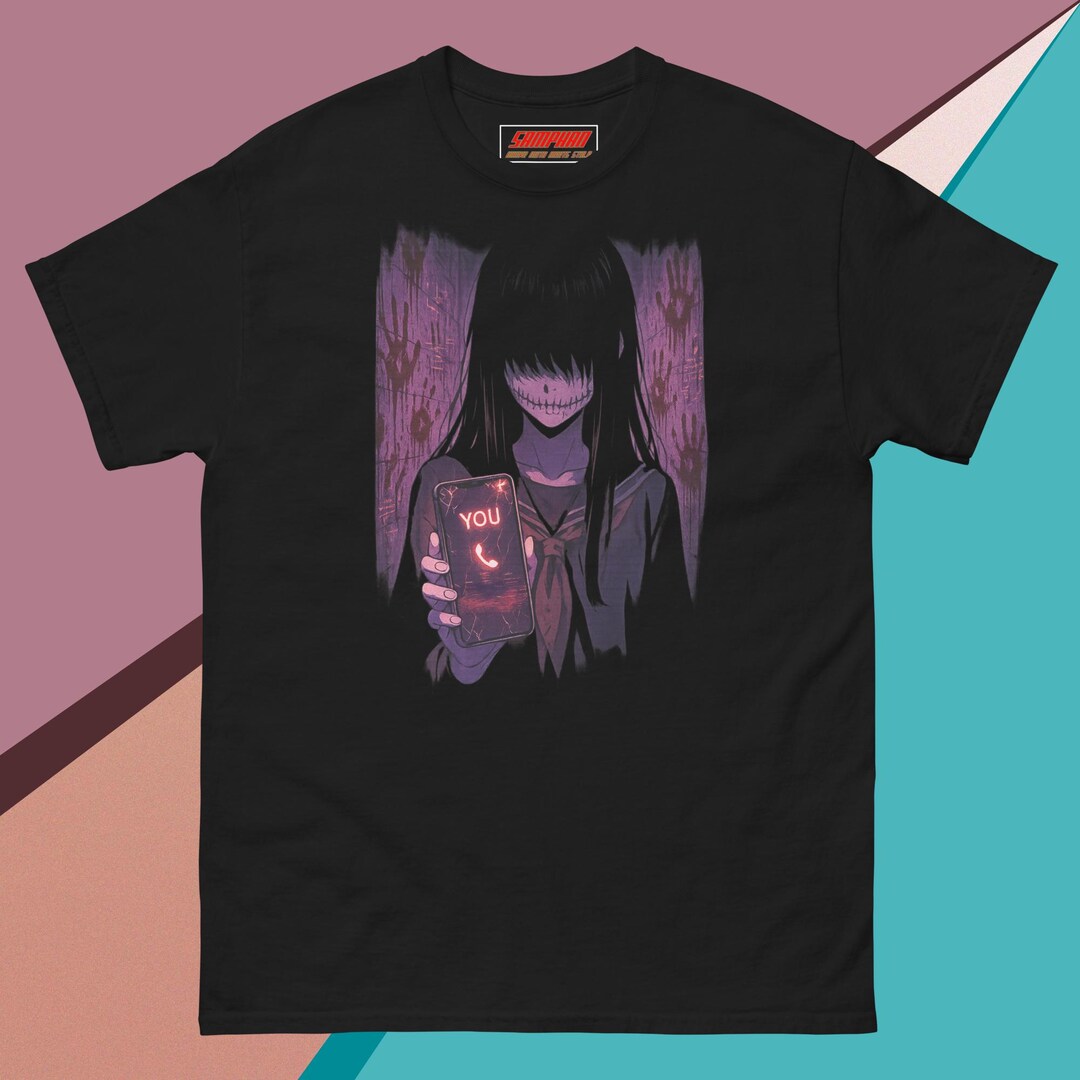 Cursed Caller – サムファン Horror Anime Shirt | Stitched Mouth & Phone From ...