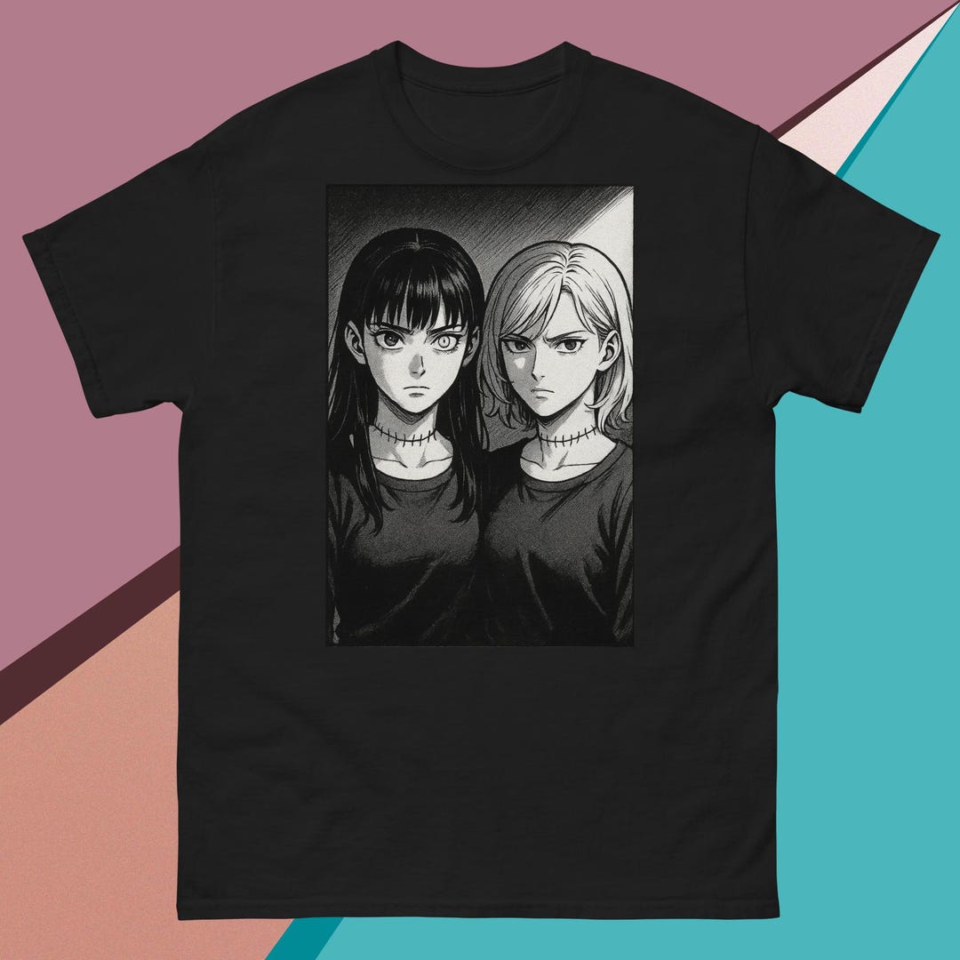 Twins Mismatch Horror Anime T-shirt – Manga Panel Portrait, Mismatched ...