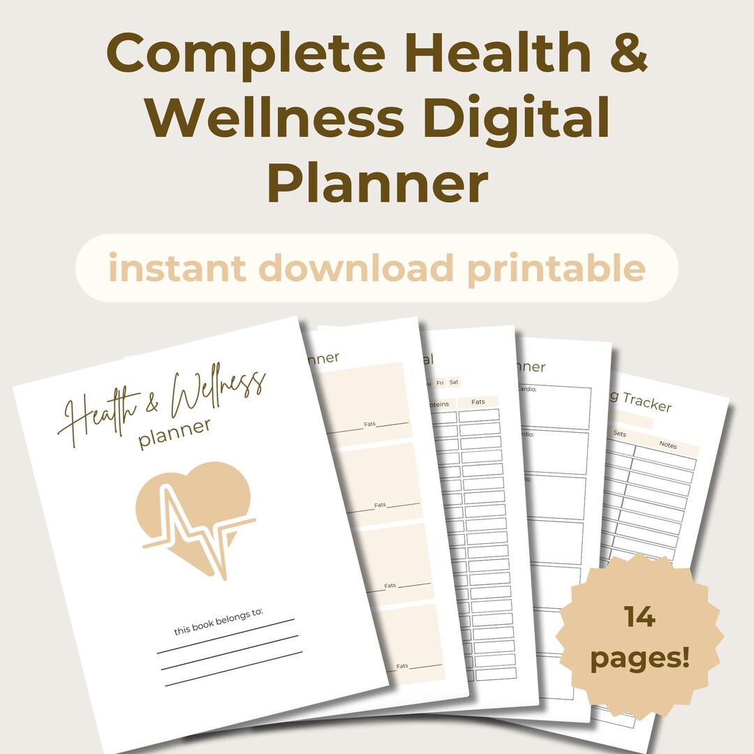 Complete 14 Page Digital Health and Wellness Planner Tracker - Etsy