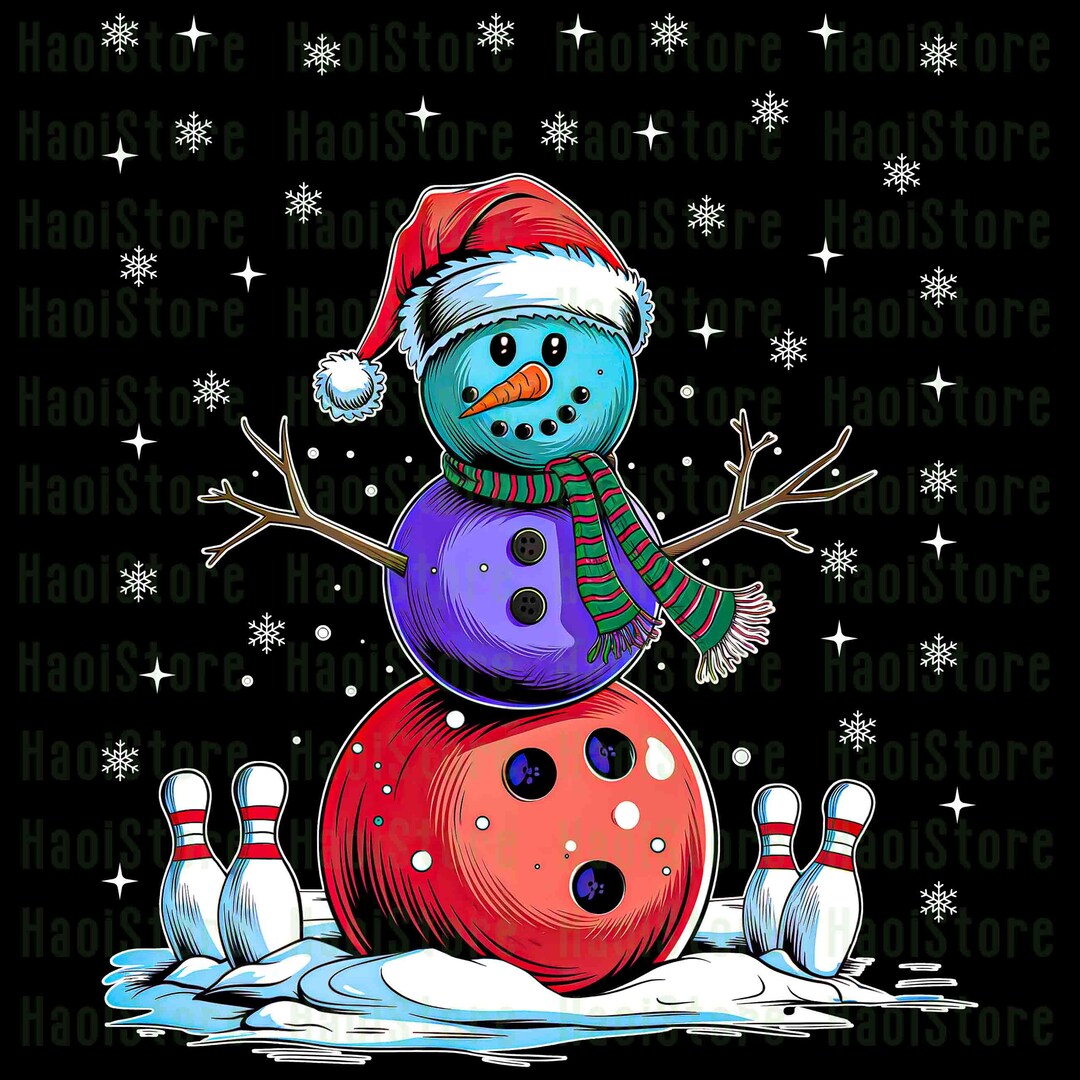 Bowling Snowman Png, Bowling Christmas Png, Bowling Player Santa Hat ...