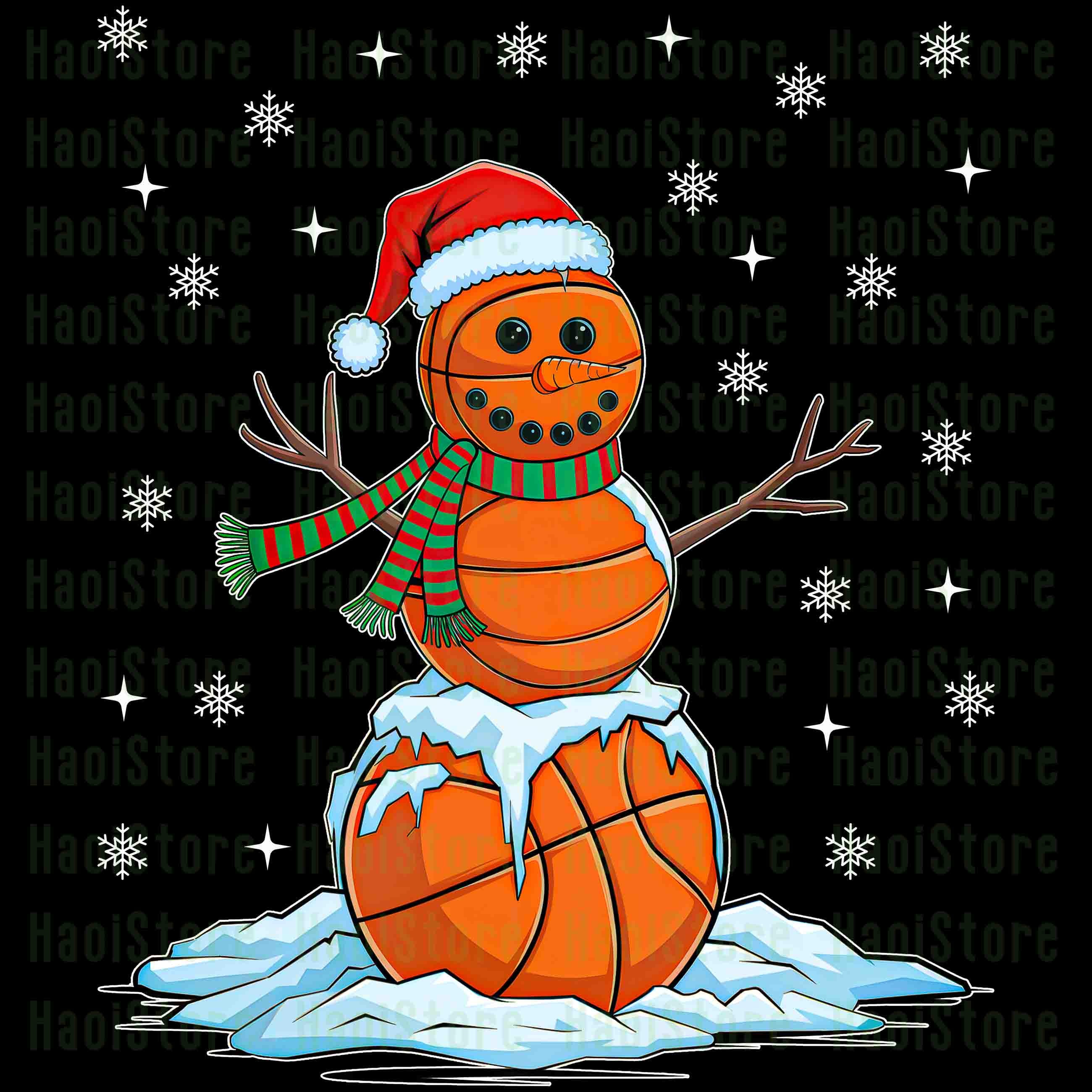 Basketball Snowman Png, Basketball Santa Hat Christmas Png, Basketball ...