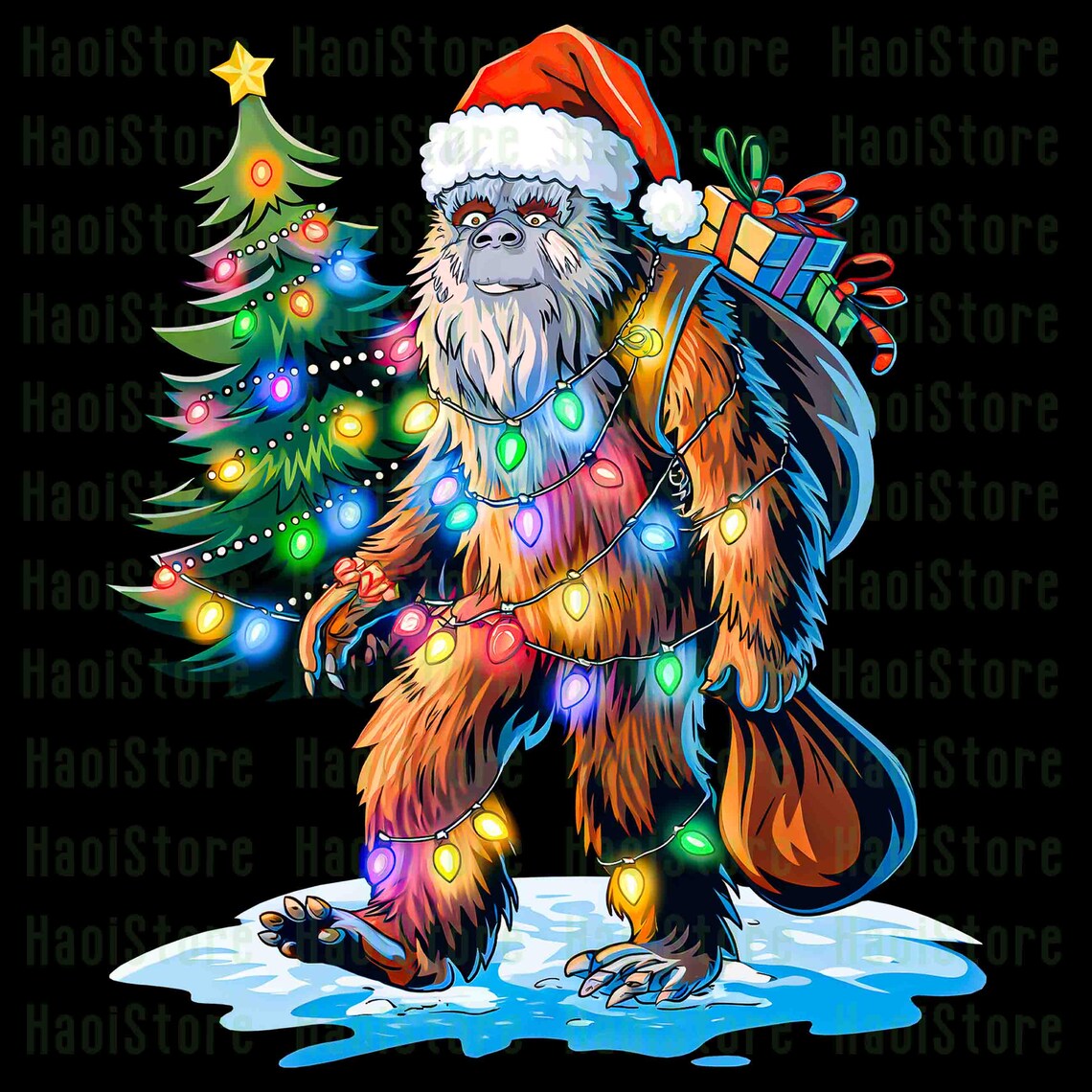 Bigfoot Christmas Png, Bigfoot Santa Christmas Png, Christmas Tree Xmas ...