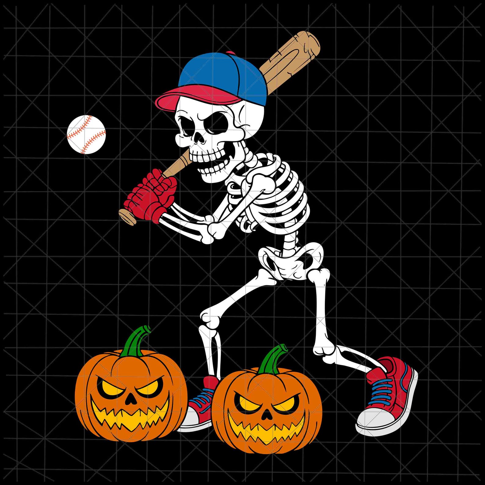 Skeleton Baseball Halloween Svg, Baseball Halloween Svg, Skeleton ...
