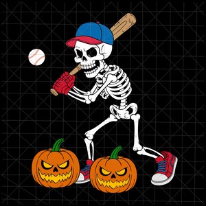 Skeleton Baseball Halloween Svg, Baseball Halloween Svg, Skeleton ...