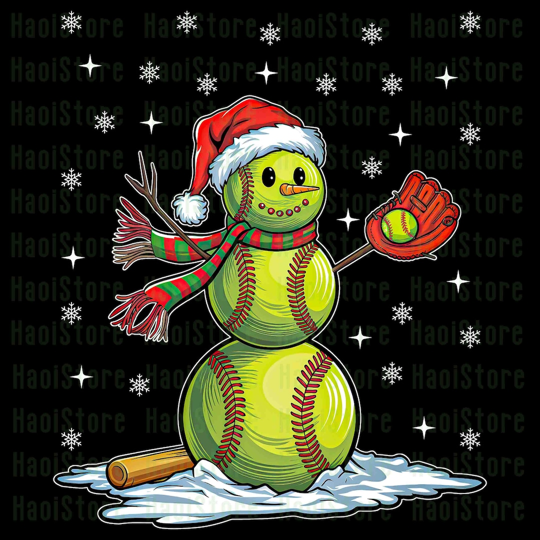 Softball Snowman Christmas Png, Softball Christmas Png, Softball Player ...