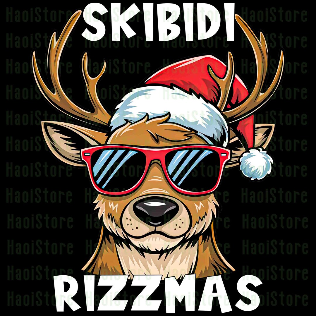 Skibidi Rizzmas Png, Christmas Rizz Reindeer Christmas Png, Reindeer ...
