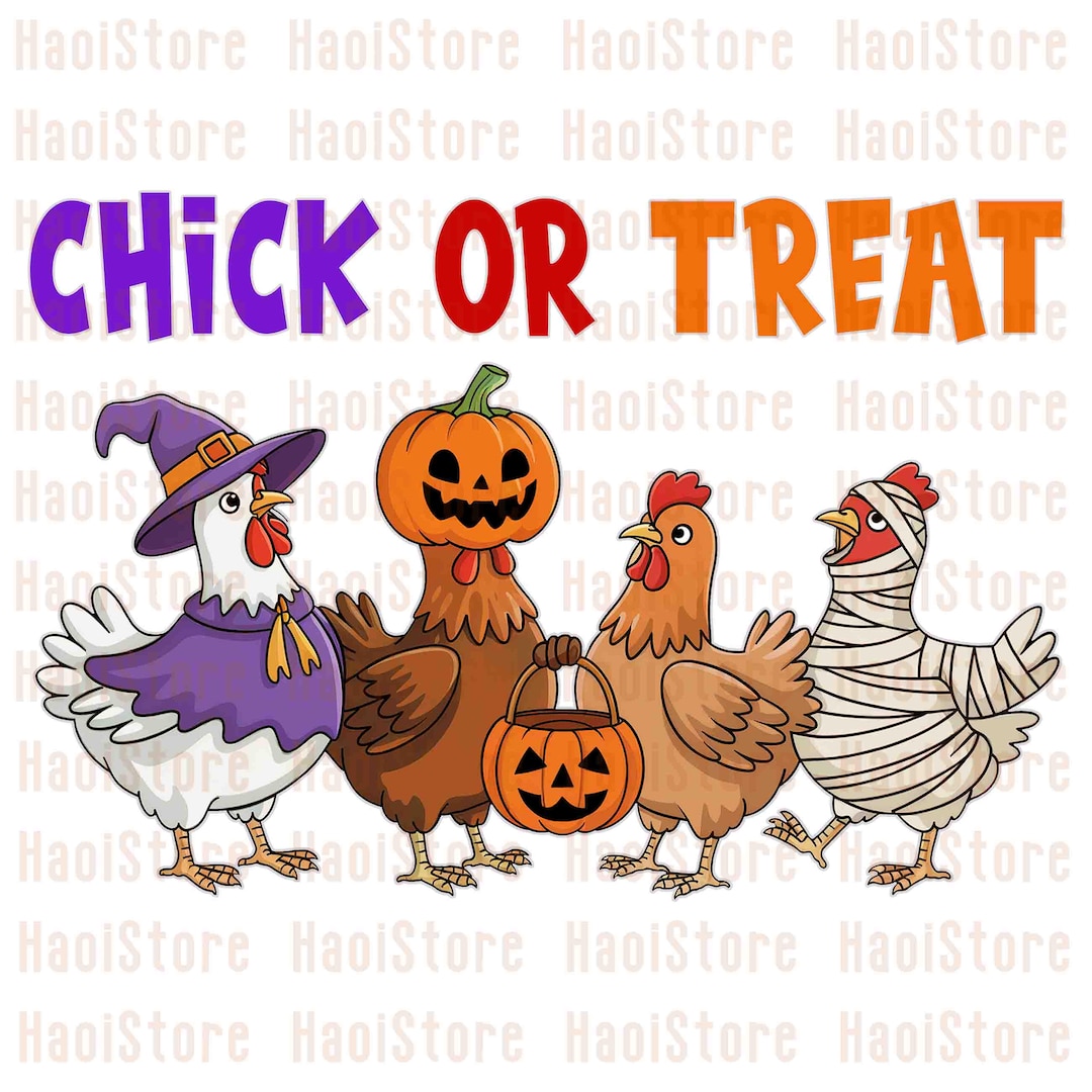 Chicken Chick or Treat Png, Ghost Chickens Halloween Png, Chick or ...