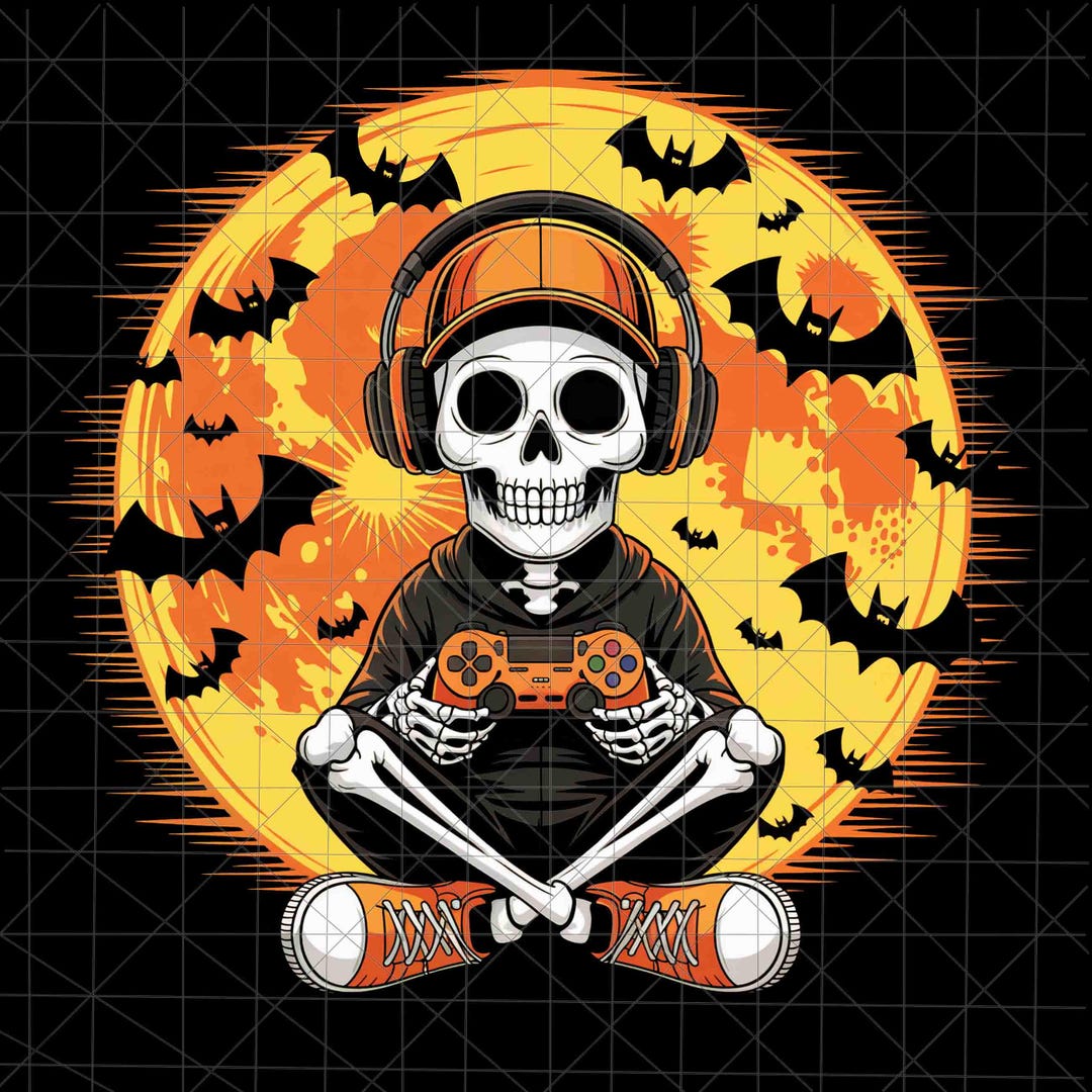 Skeleton Gamer Halloween Png, Skeleton Halloween Png, Skeleton Gamer ...