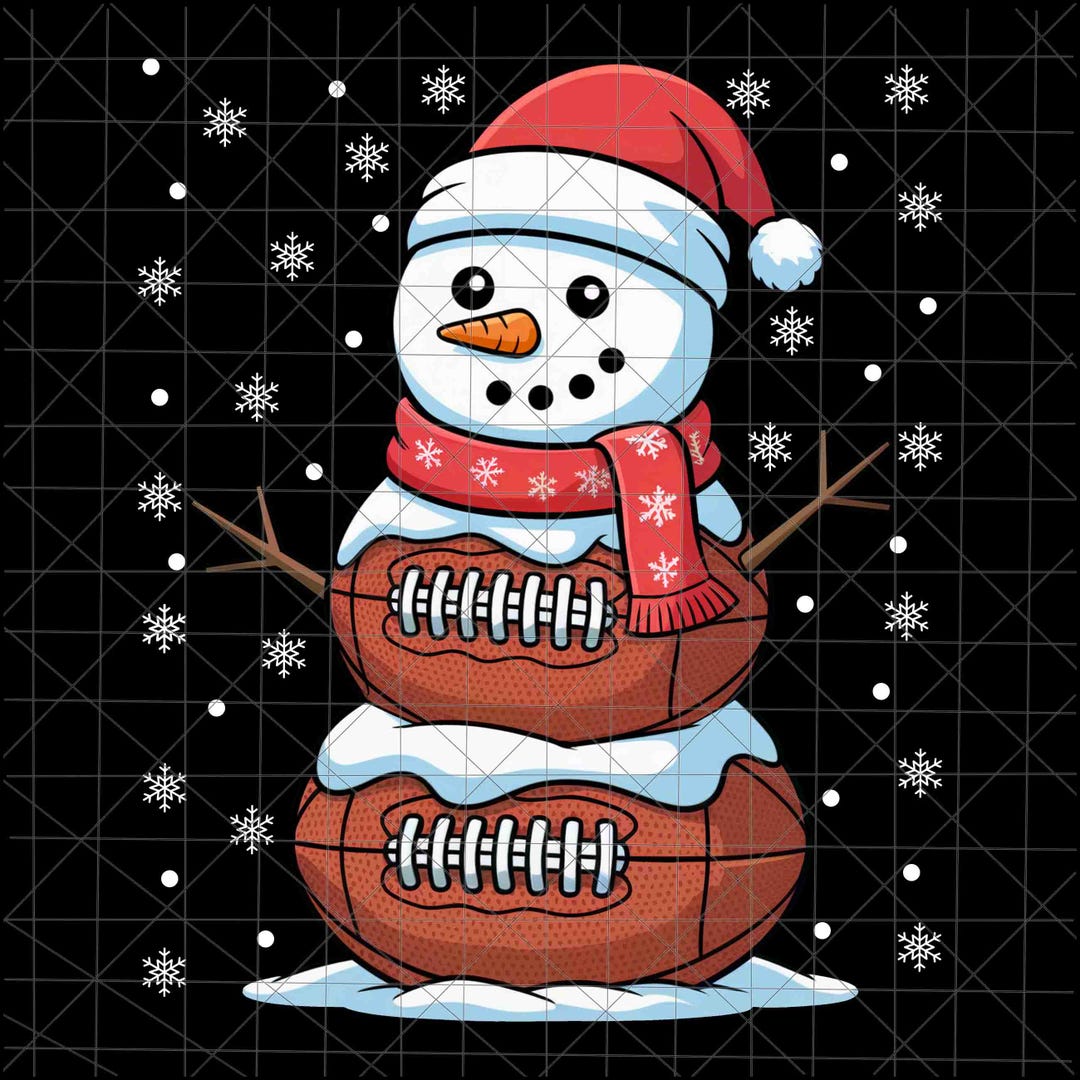 Football Snowman Player Santa Hat Christmas Png, Football Snowman Png ...