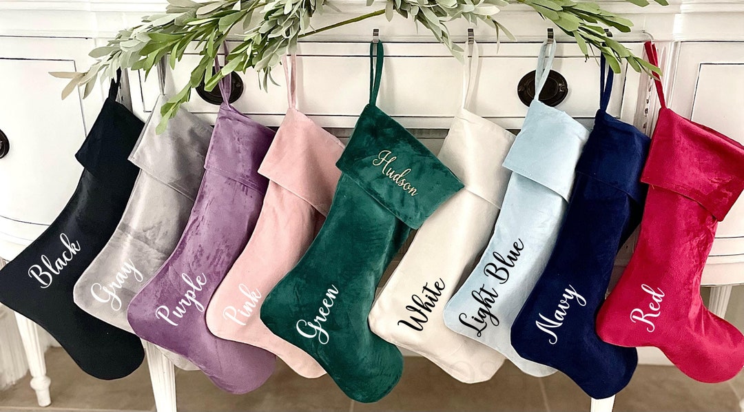 Personalized Christmas Stocking, Velvet Stocking, Solid Christmas ...