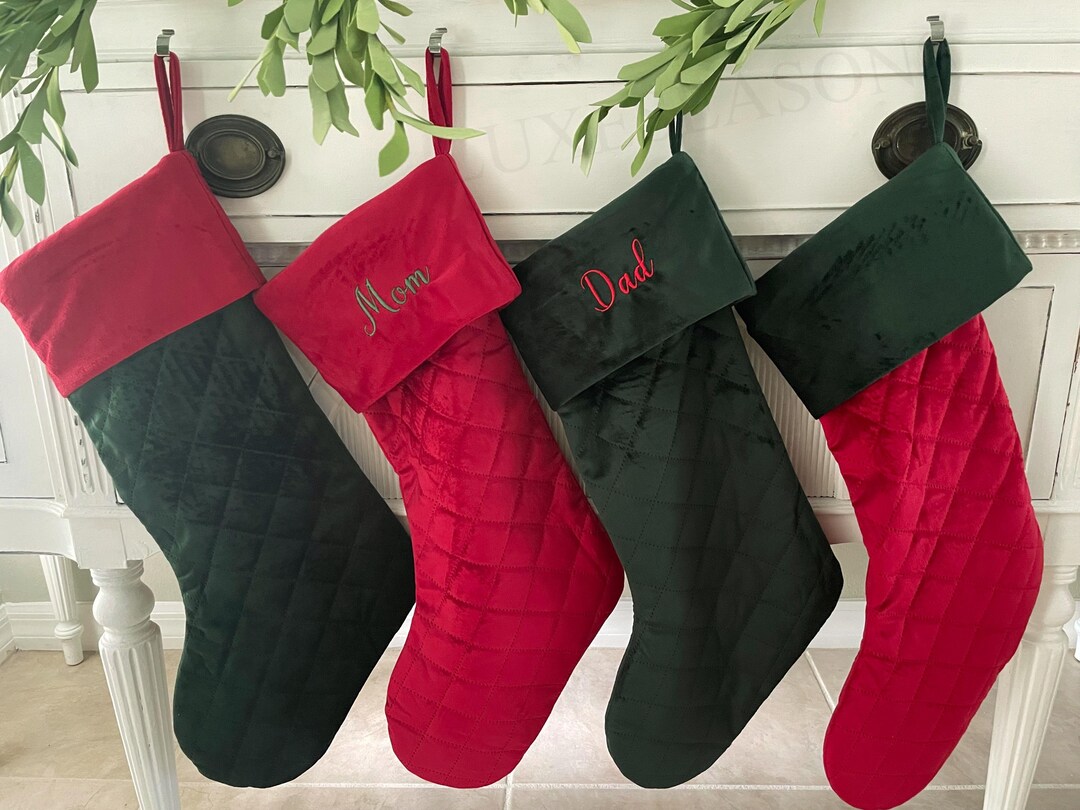 Velvet Christmas Stocking, Personalized Christmas Stocking, Diamond ...