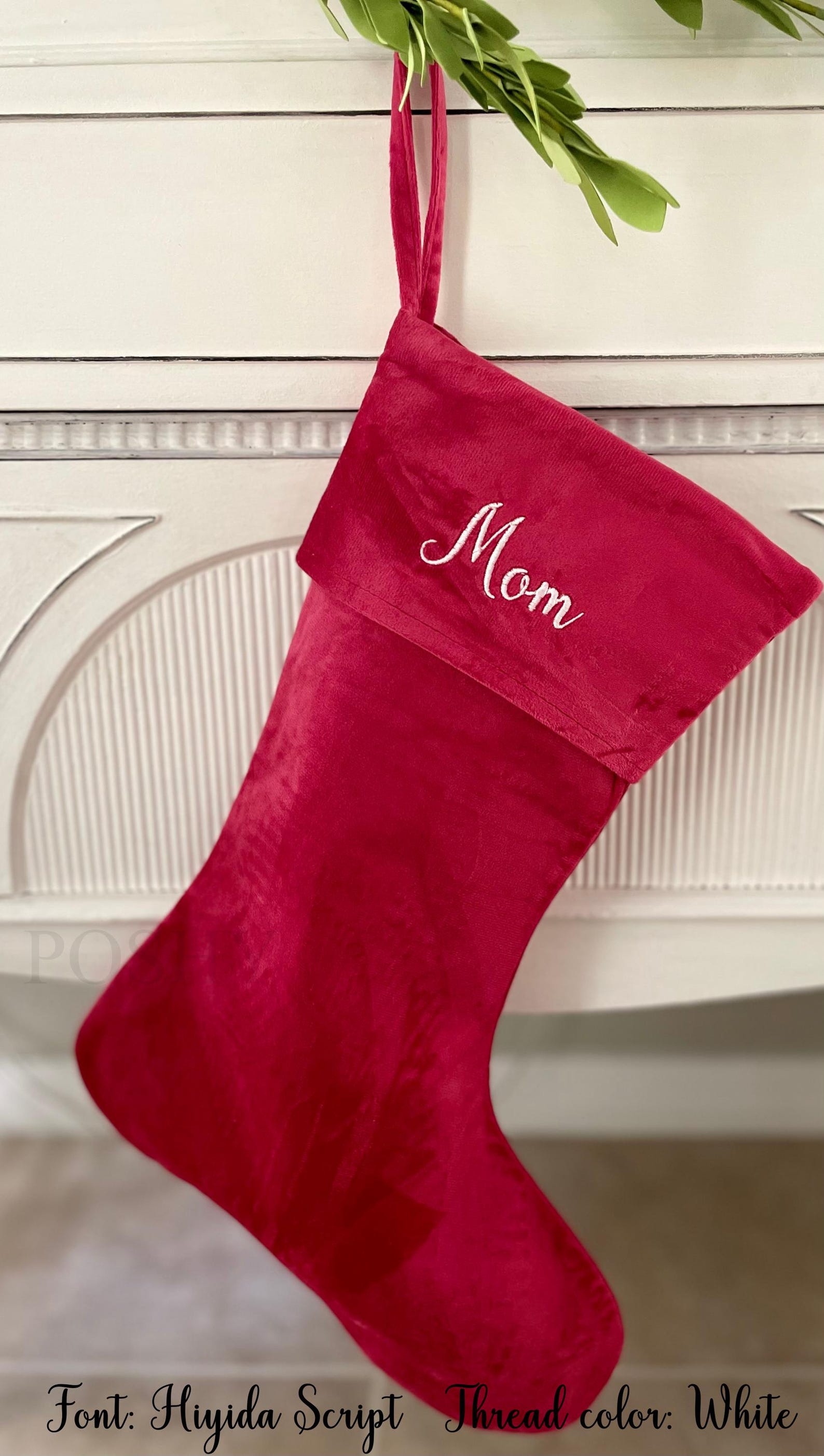 Solid Christmas Stocking, Personalized Christmas Stocking, Velvet ...