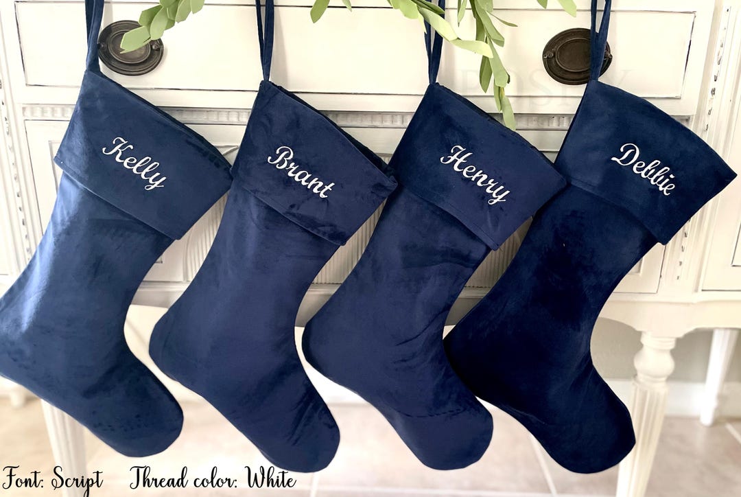 Solid Christmas Stocking, Personalized Christmas Stocking, Velvet ...