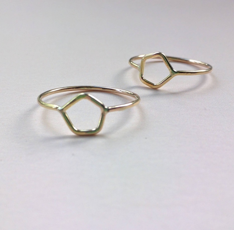 Gold Filled Pentagon Ring Gold Hexagon Ring - Etsy
