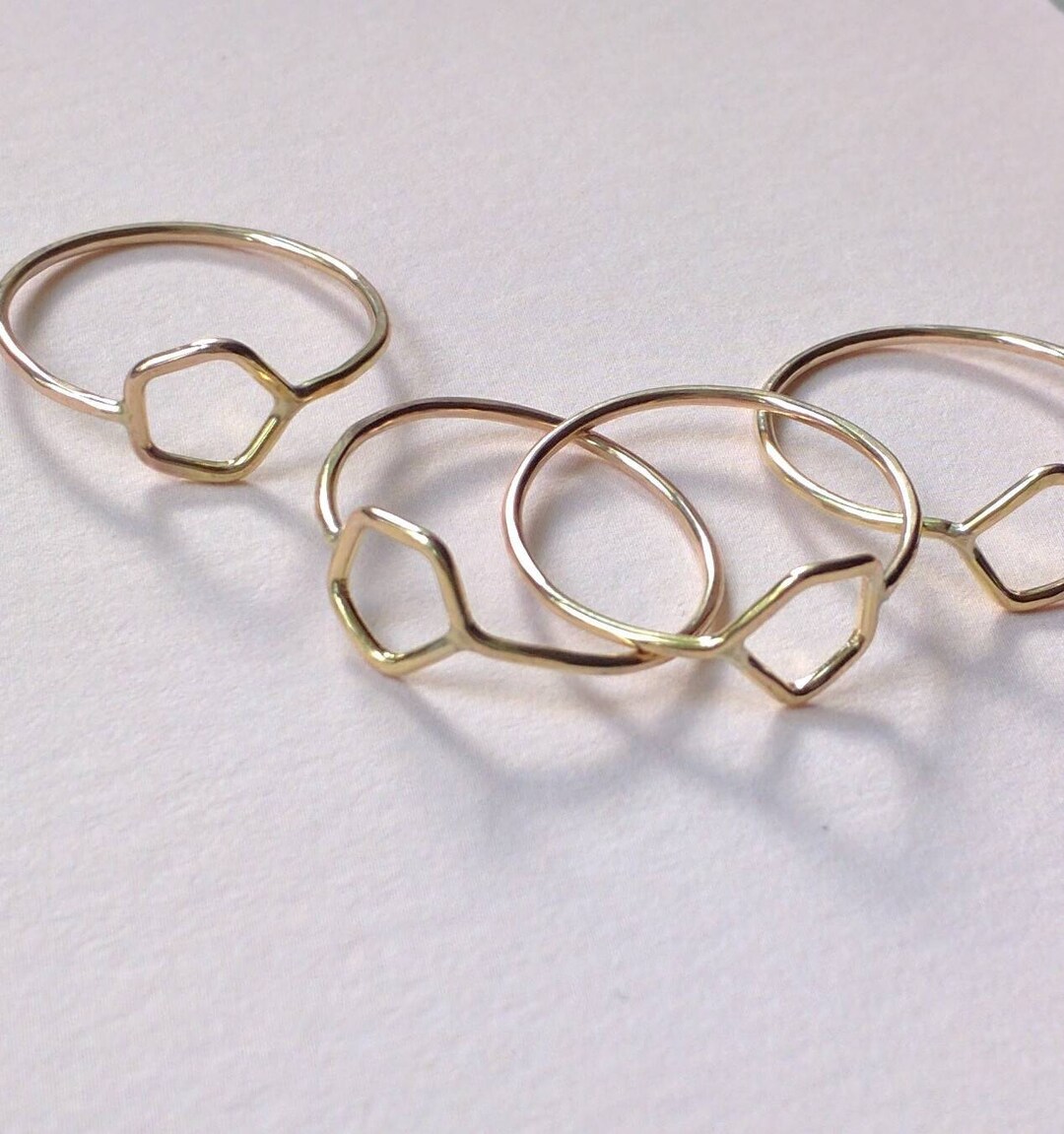 Gold Filled Pentagon Ring, Gold Hexagon Ring - Etsy