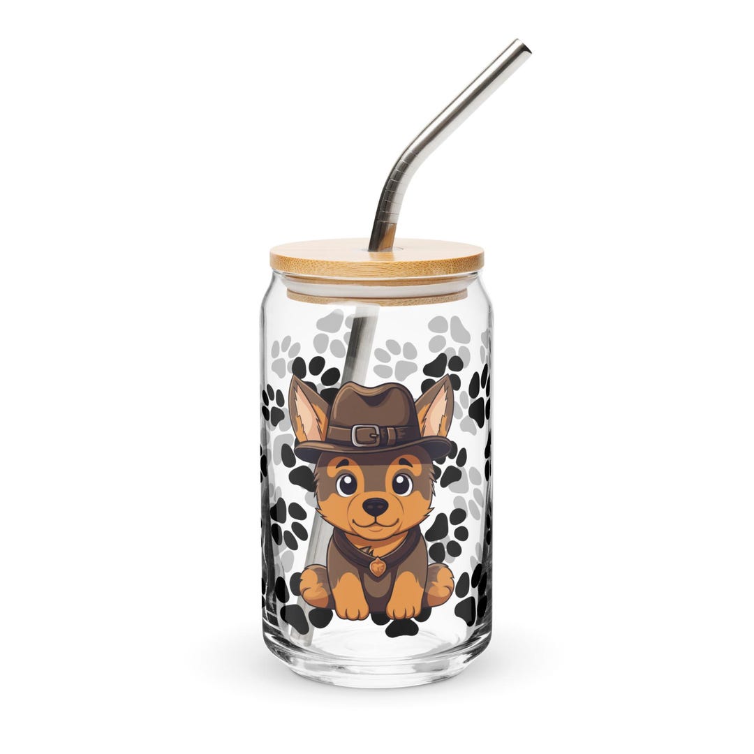 German Shepherd Glass Can - Unique Dog Lover Gift for Pet Parents ...