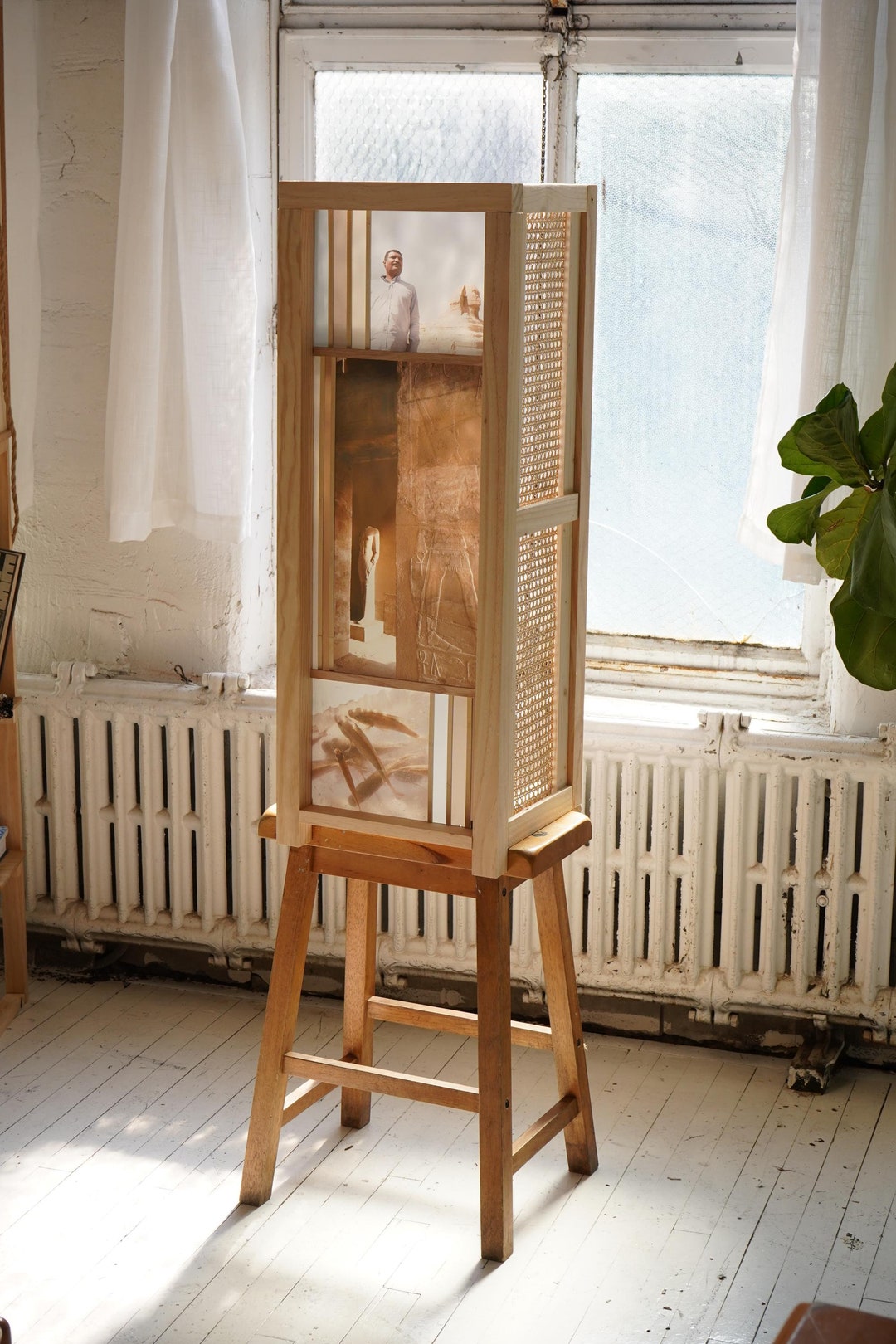 Handcrafted Pine, Oak, Rattan Egypt-inspired Lamp (36"x10") - Etsy