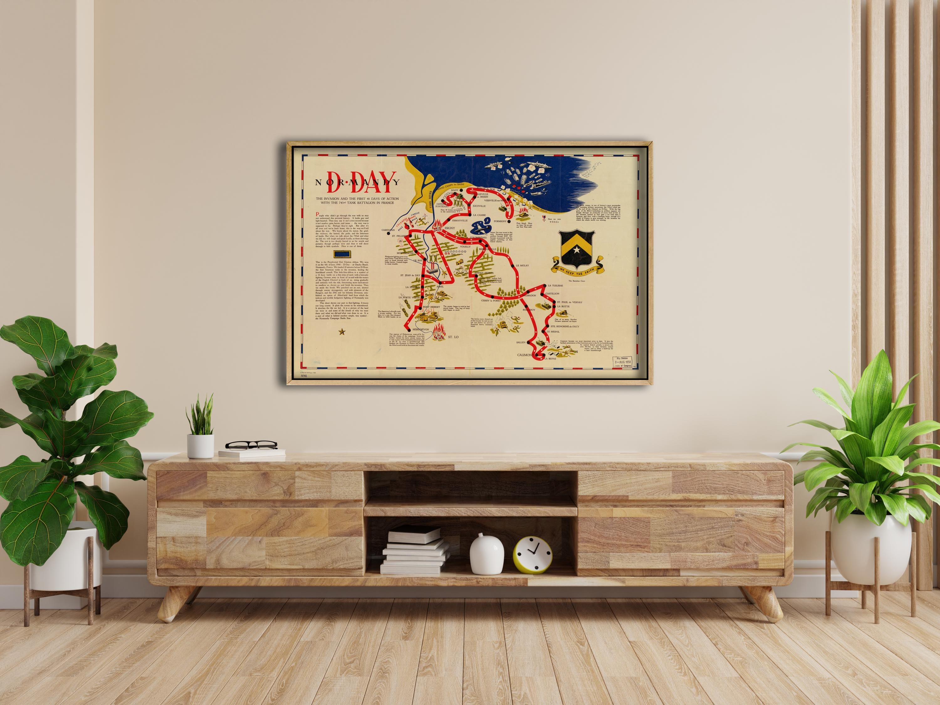 Ww2-normandy World War Ii Map Historic Reproduction Map Wwii Map Tank ...