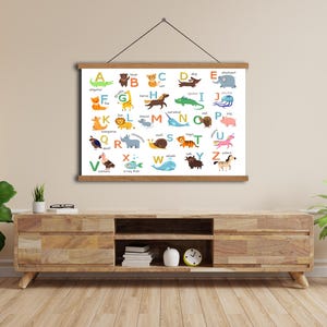 Animal Alphabet Wall Art for Kids – A to Z Zoo Animal Poster – Nursery ...