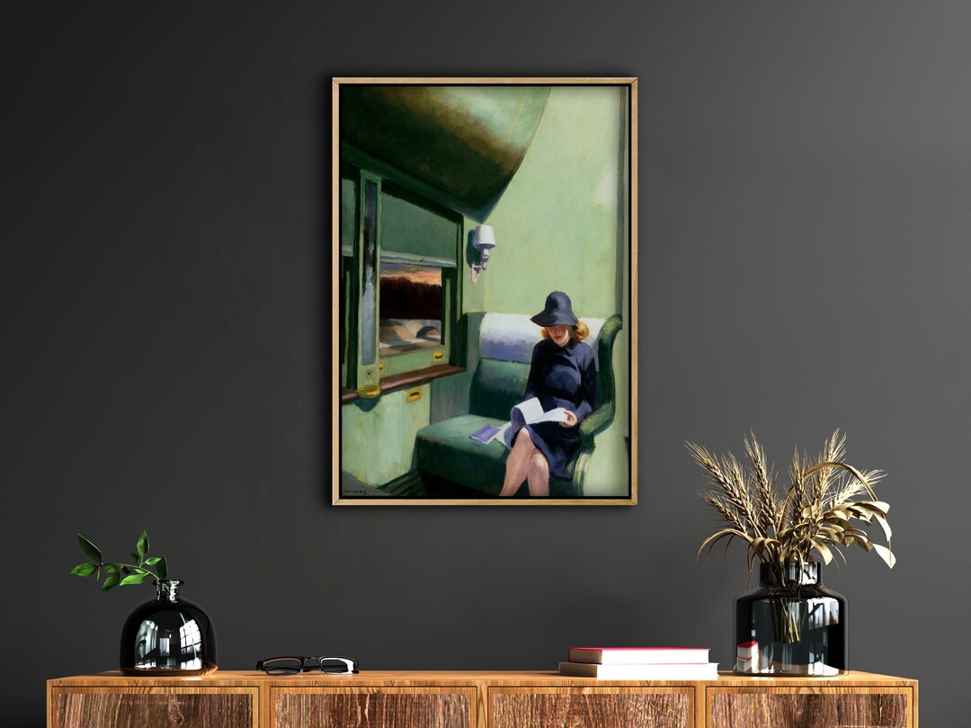Framed Edward Hopper - Compartment C, Car (1938) Canvas Gallery Wrapped ...