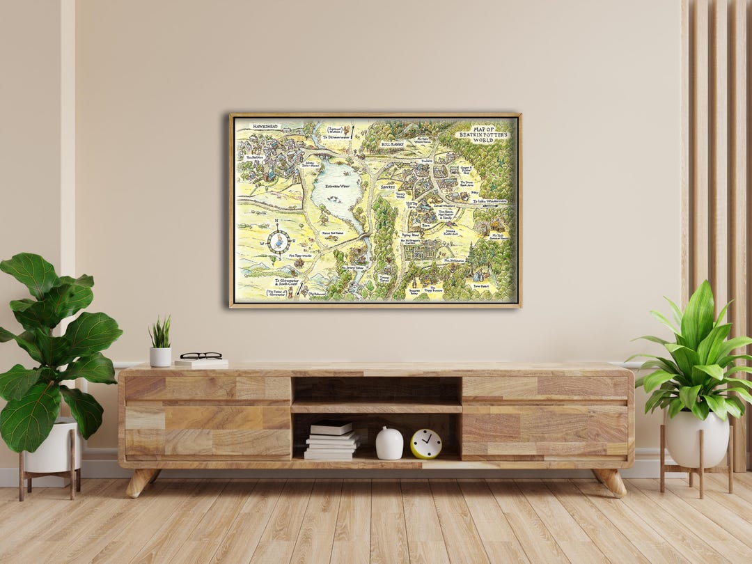Beatrix Potter Map Art Print, Vintage Peter Rabbit World Map Poster ...
