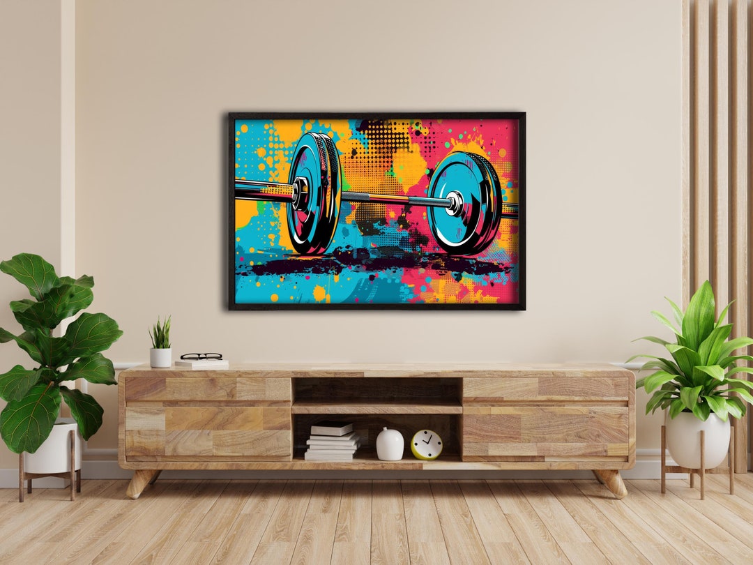 Gym Canvas Wall Art Barbell Graffiti Print Weightlifting Decor Sport ...