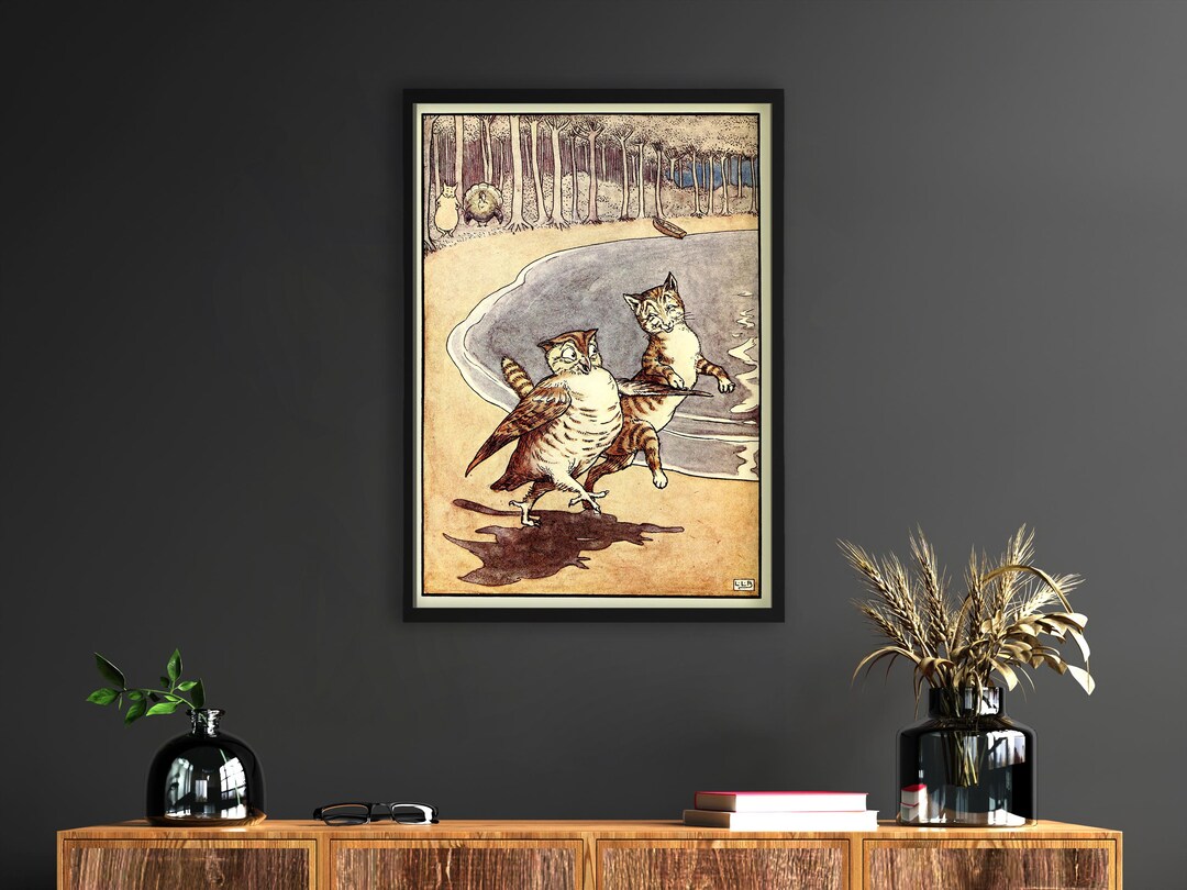Owl and Pussycat Poem Framed Poetry Print: Poem Art Illustration Canvas ...