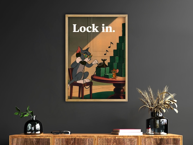 Pôster "Lock In", Arte de Parede com Mentalidade de Riqueza, Tela ...