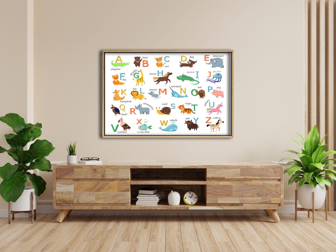 Animal Alphabet Wall Art for Kids – A to Z Zoo Animal Poster – Nursery ...